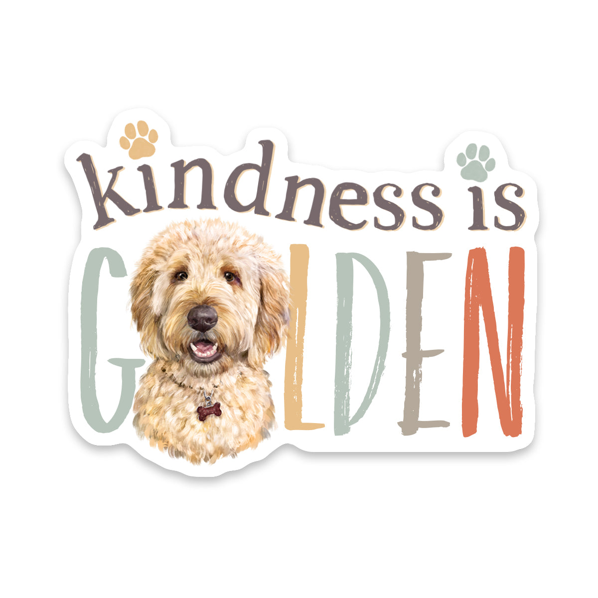 Kindness Is Golden Dog Sticker – Scenic Route Design Co.